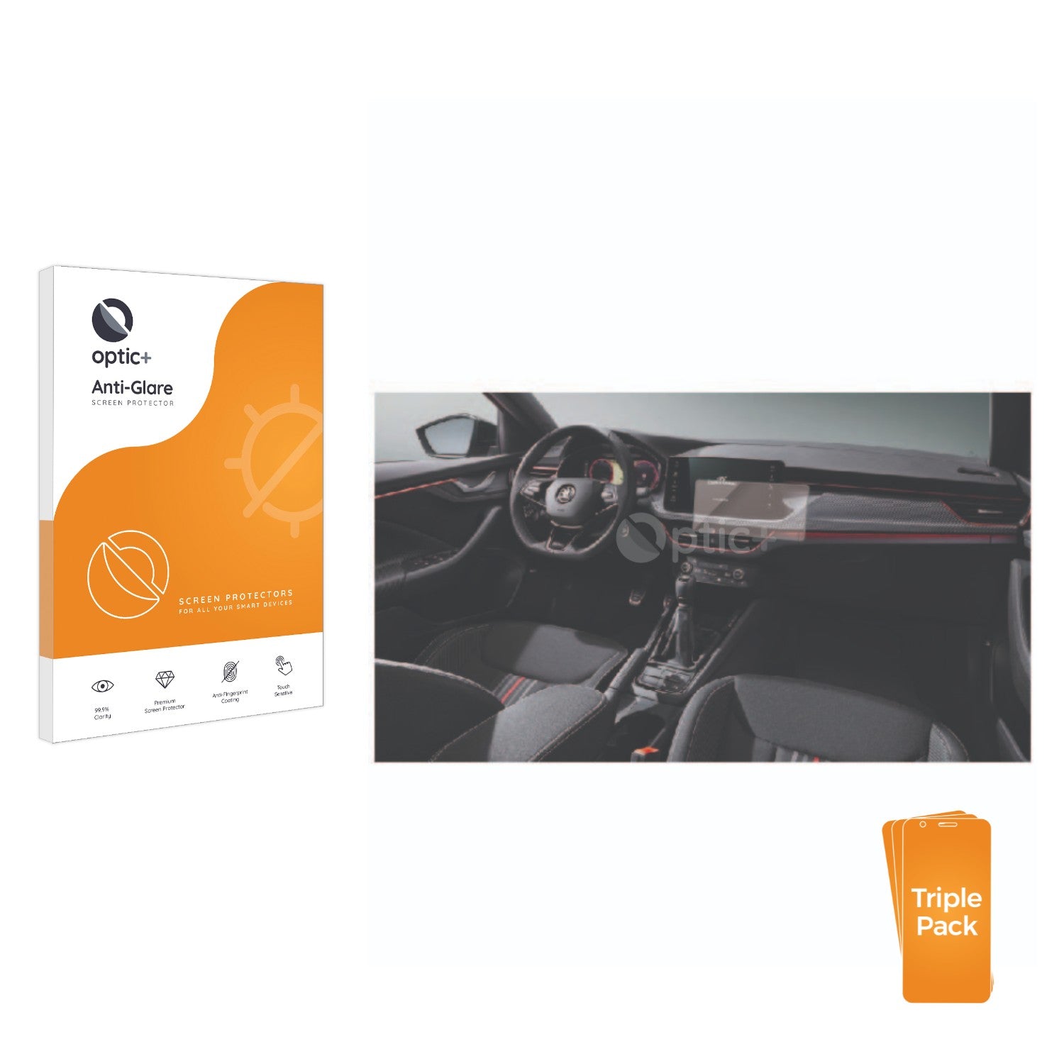 3pk Optic+ Anti-Glare Screen Protectors for Skoda Scala Monte Carlo Facelift 2024 - ScreenShield
