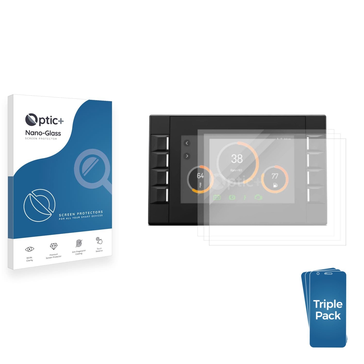 3pk Optic+ Nano Glass Screen Protectors for CCpilot V705 - ScreenShield